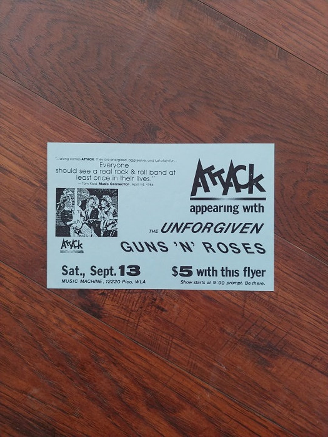 Rock Laminated Flyer Sat Sept 13th Guns N Roses ATTACK - Etsy