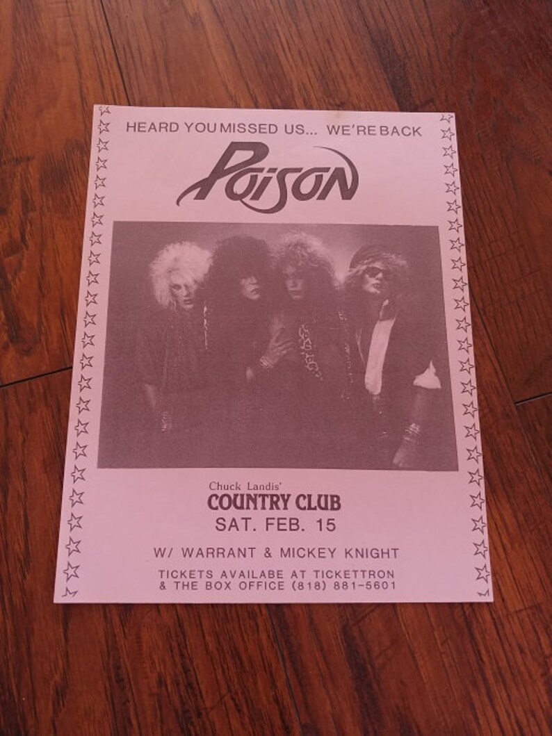 Rock Laminated Flyer Sat Feb 15th Poison Country Club - Etsy