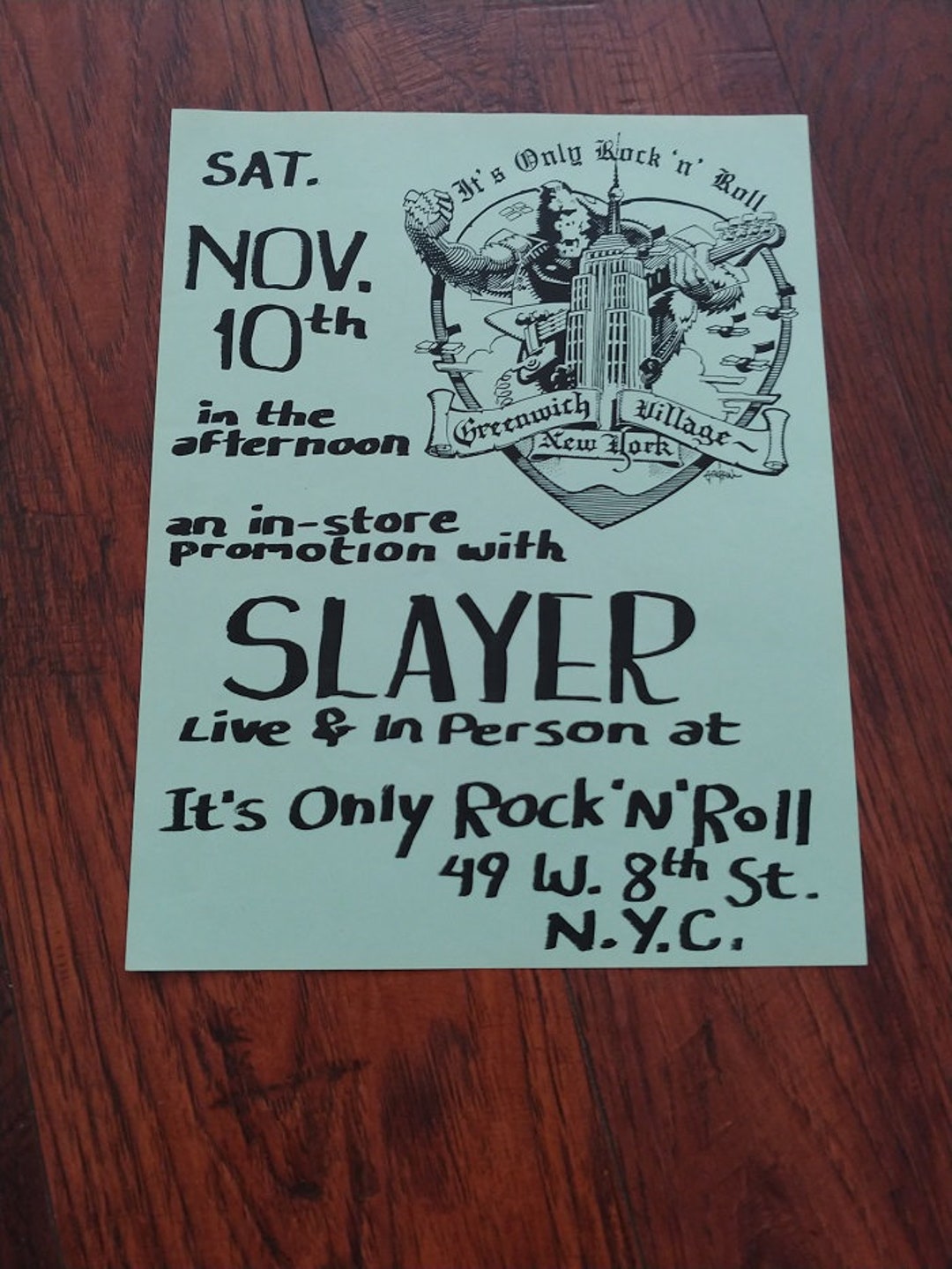 Metal Rock Laminated Flyer Sat Nov 10th Slayer - Etsy