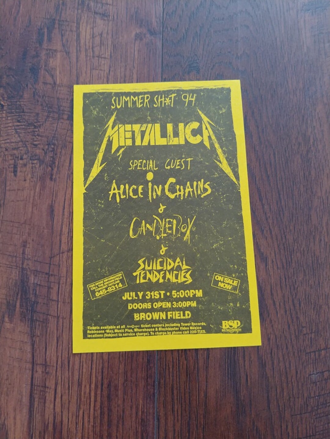 Metal Rock Laminated Flyer July 31st Summer Shit Metallica - Etsy