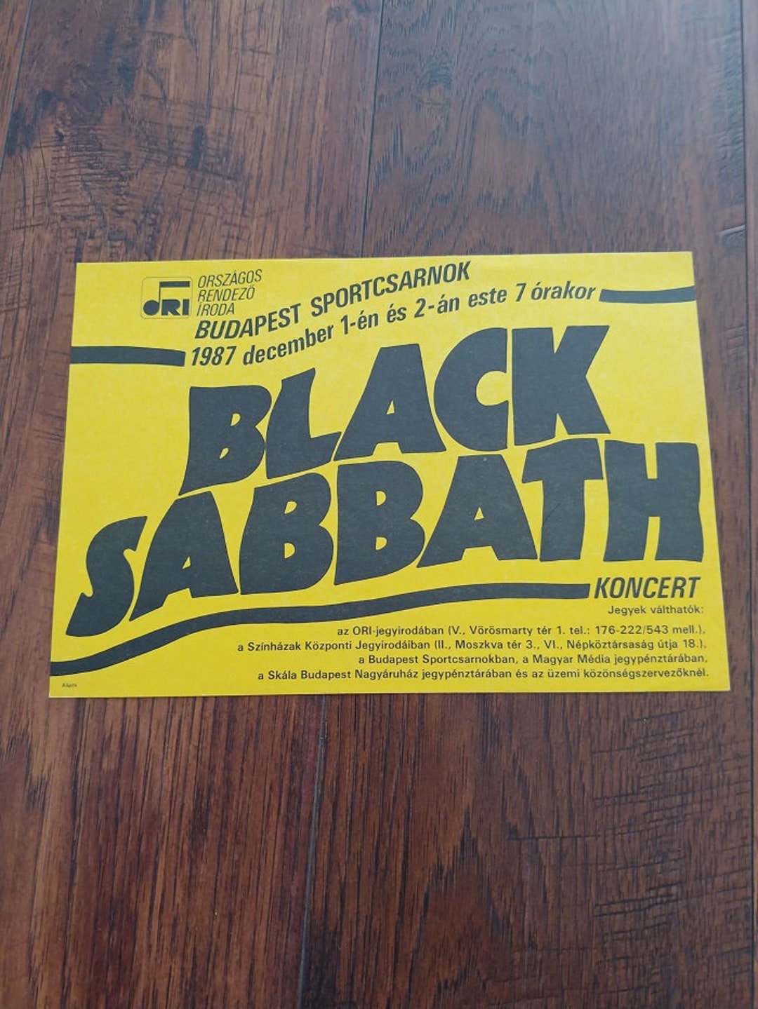 Heavy Metal Rock Laminated Flyer 1987 December Black Sabbath Budapest ...
