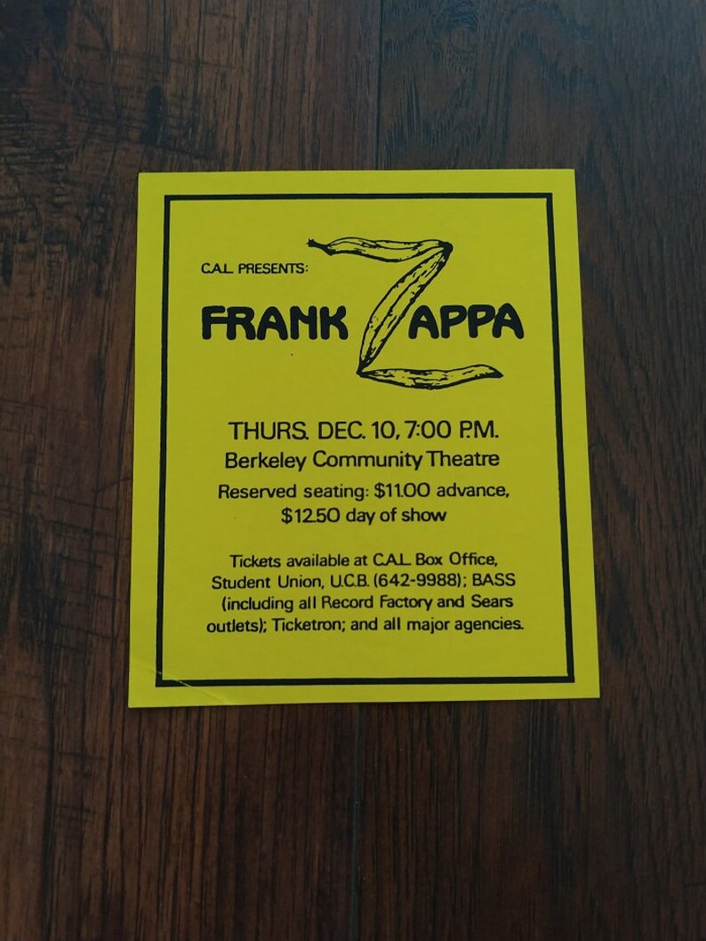 Metal Rock Laminated Flyer Thursday Dec 10th Frank Zappa - Etsy
