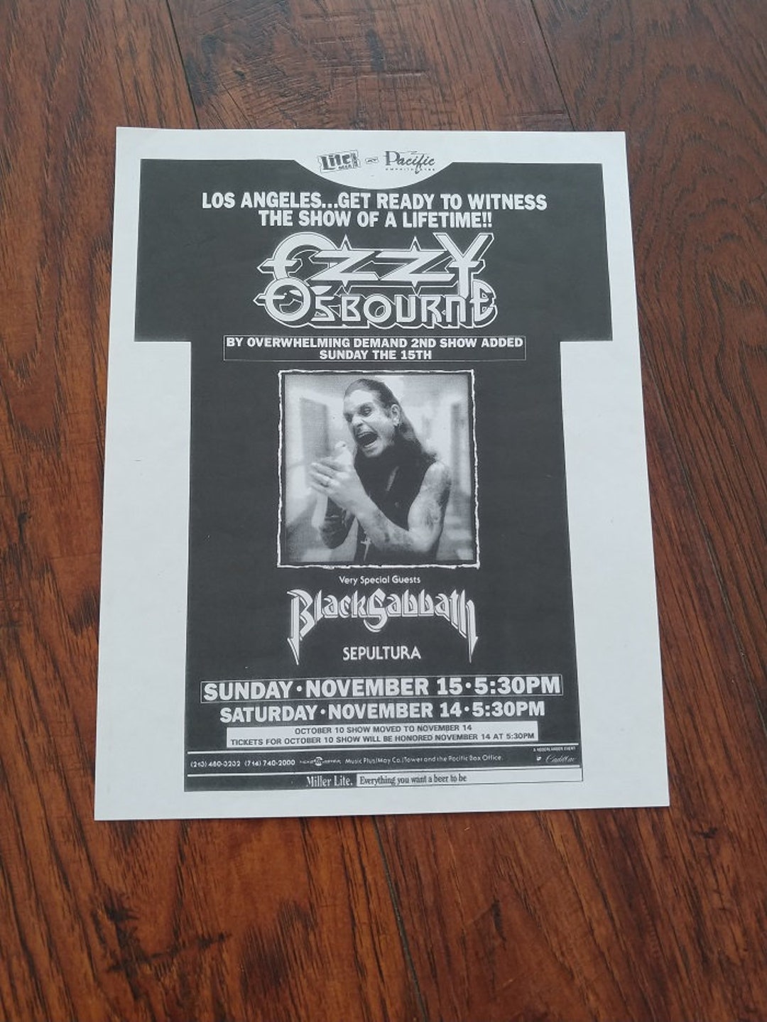 Metal Rock Laminated Flyer Sunday the 15th Ozzy Osbourne - Etsy