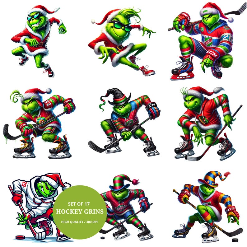 Hockey Grinch | High-resolution 300 DPI | Christmas Images | Digital ...