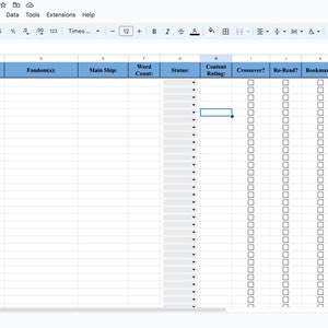 Reading Tracker Spreadsheet - Ao3 Version - Etsy UK