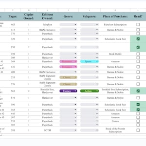 Personal Book Catalogue Template - Etsy