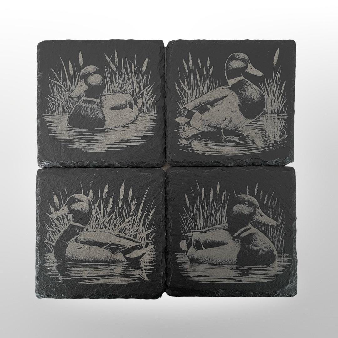Mallard Duck Slate Coaster Set - Wedding Gift - House Warming Gift ...