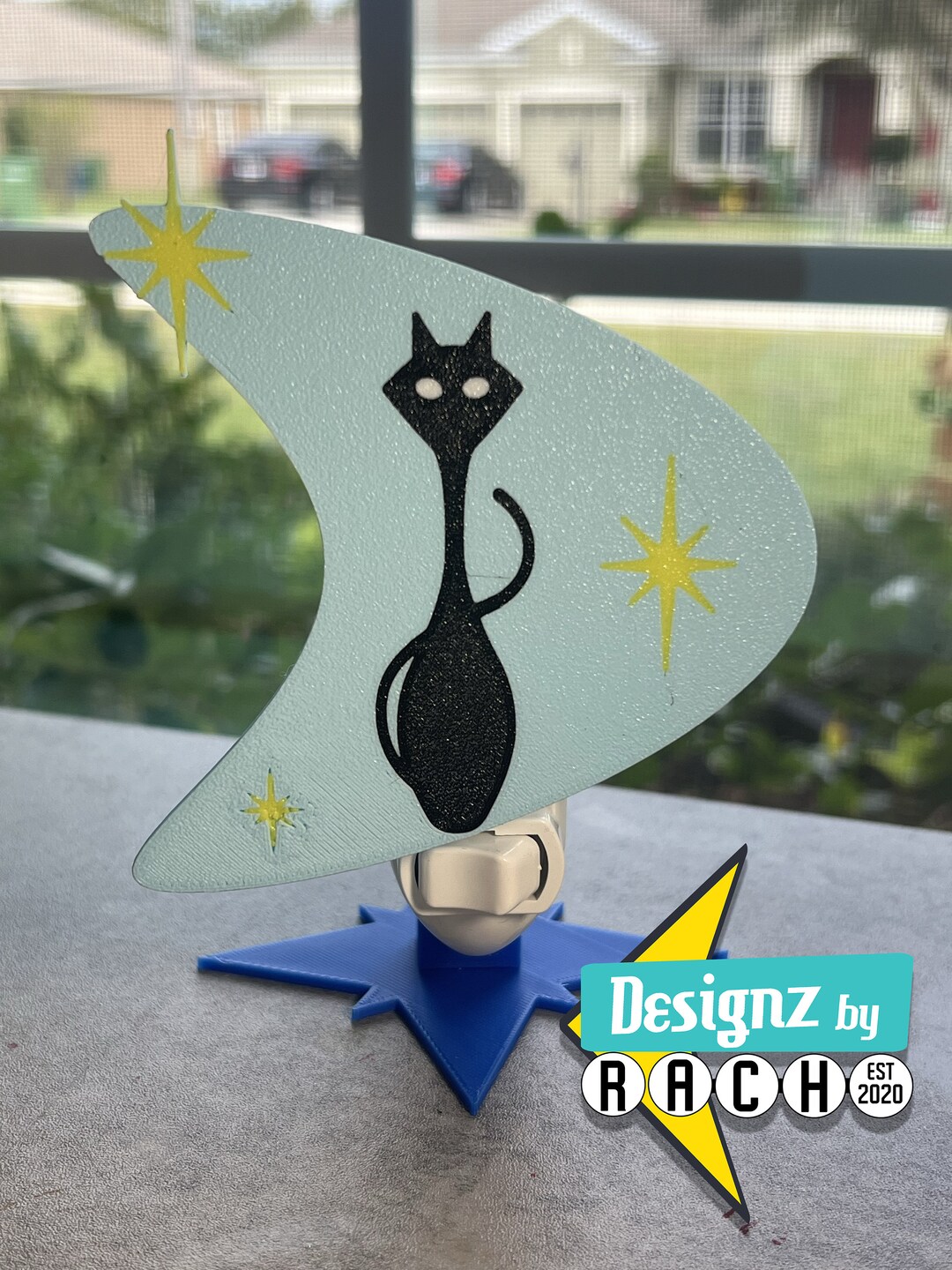 Mid Century Modern Night Light Retro Atomic Cat Plug-in Wall Office ...