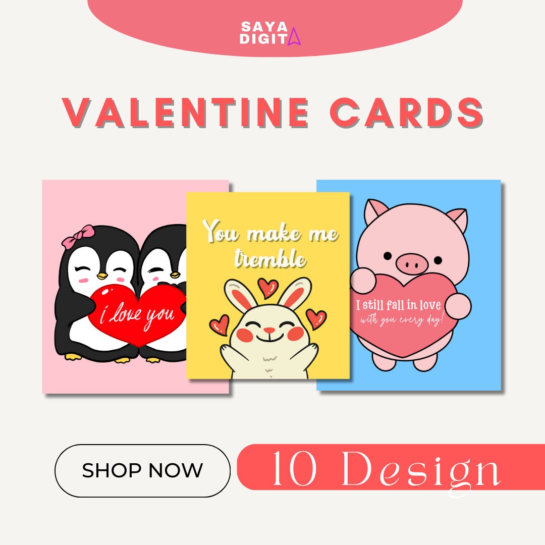Printable Valentine's Day Card, Digital Download Valentine's Day Card ...