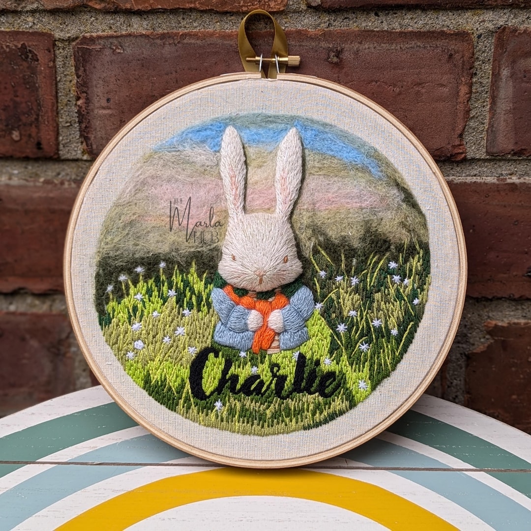 Personalised Stumpwork Embroidery Art - Custom 3D Animal & Name Decor ...