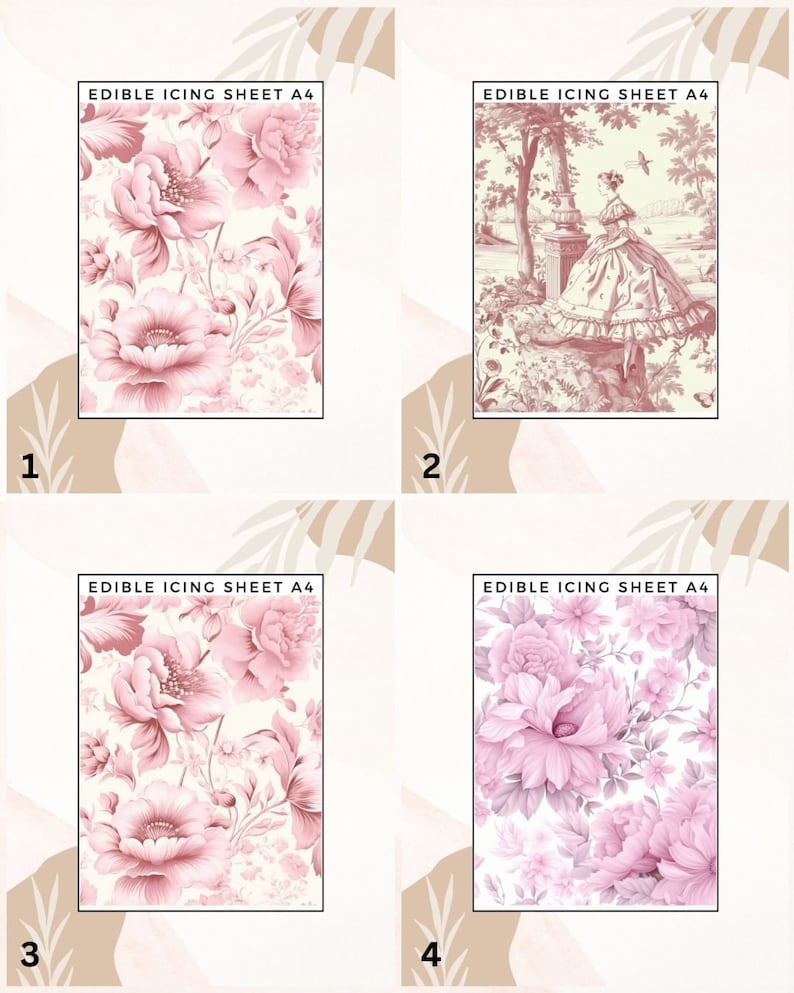 Pink Floral Edible Icing Sheet: Cake/cookie Decorations (A4) - Etsy