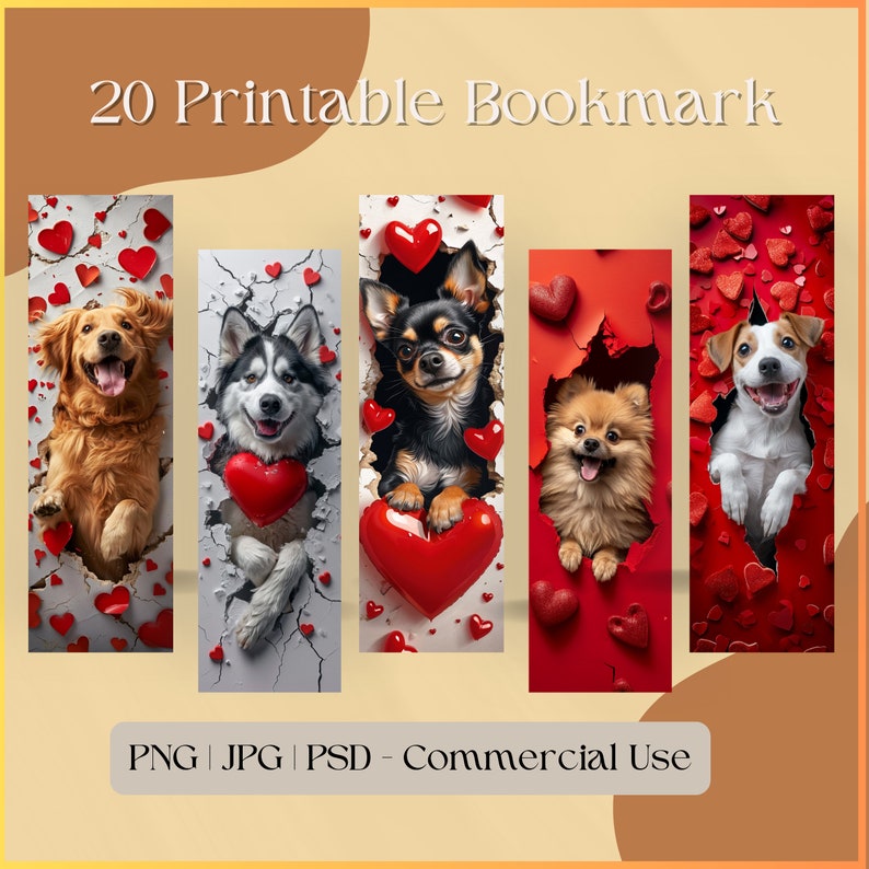 20 Dog Love Bookmark Designs | Happy Animal Breaking Through Wall 3D ...
