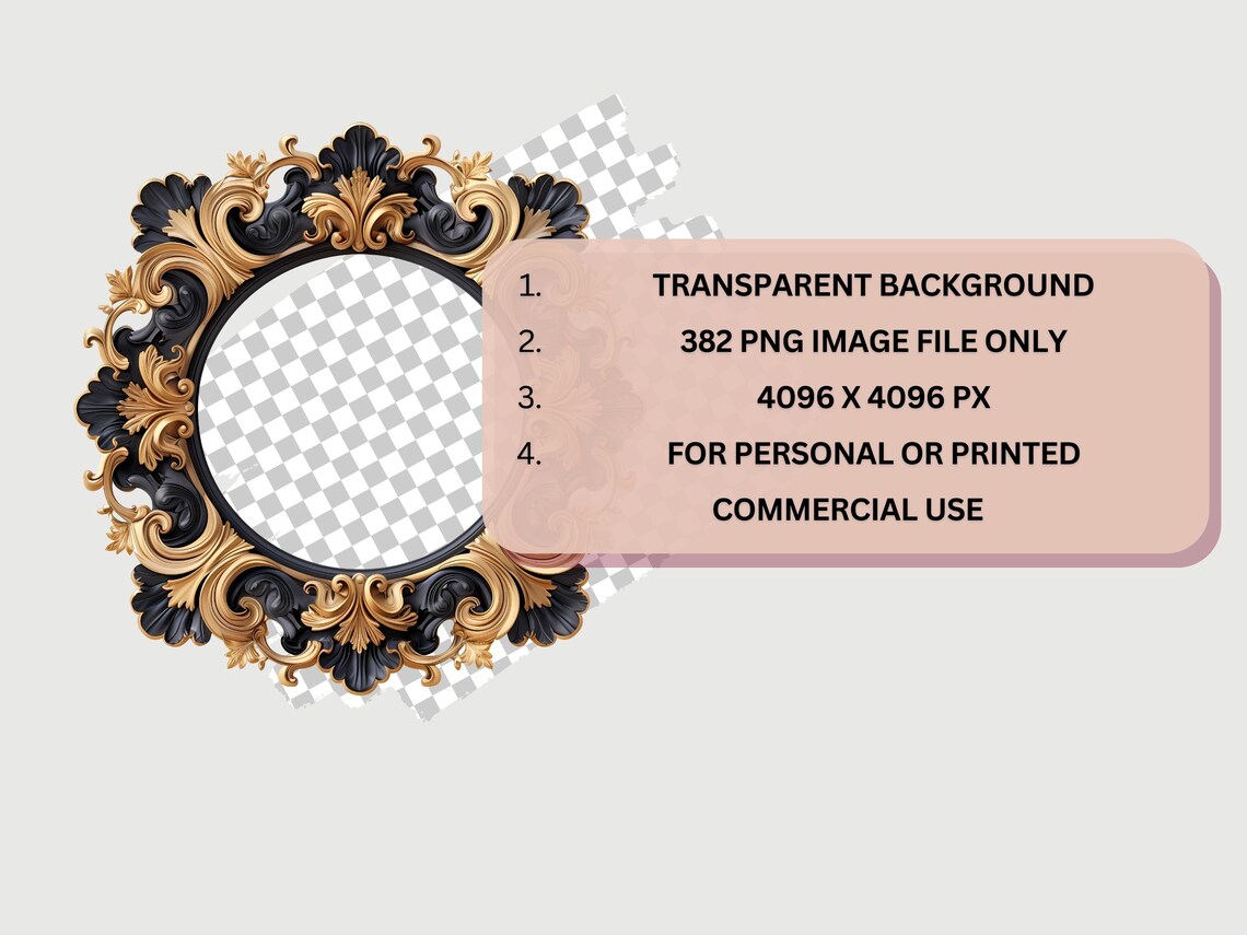 382 Antique Rococo and Baroque Vintage Frames Png Clipart Commercial ...