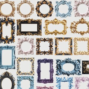 382 Antique Rococo and Baroque Vintage Frames Png Clipart Commercial ...