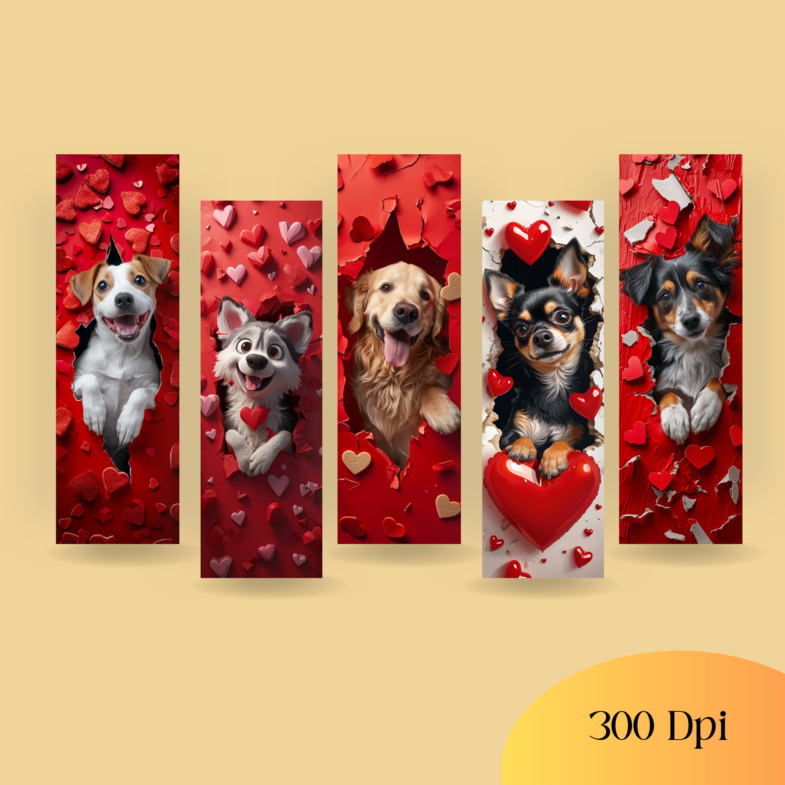 20 Dog Love Bookmark Designs | Happy Animal Breaking Through Wall 3D ...