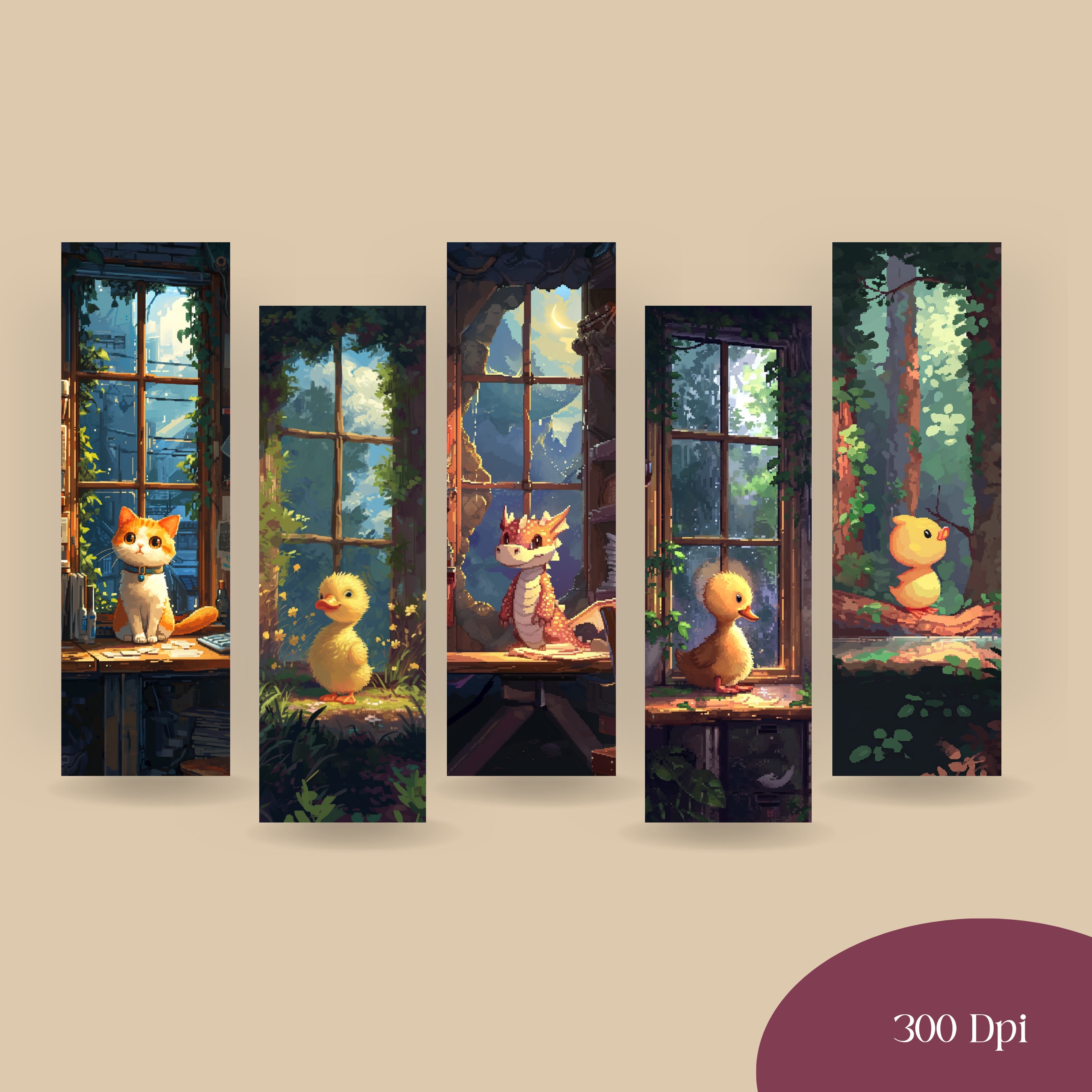 20 Animal Pixel Art Bookmark Design Cat Dog Fox Tiger Rabbit Bunny Duck ...