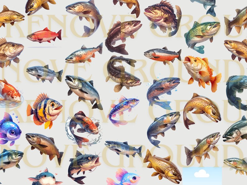 720 Freshwater Fish Species Clipart Bundle PNG Commercial Use Fishes ...