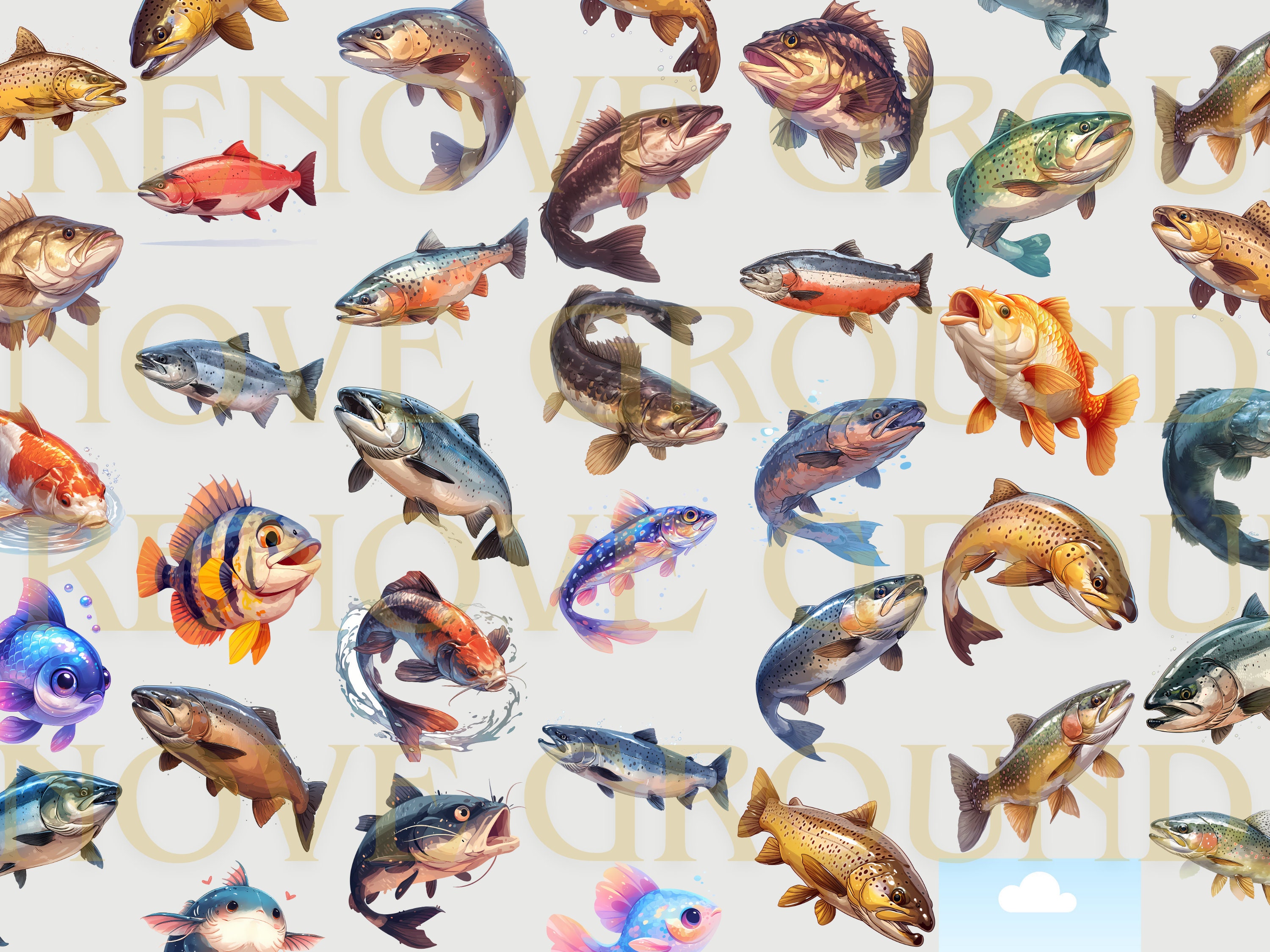 Freshwater Fish Clipart Bundle: 720 PNG Images, Commercial Use (digital ...