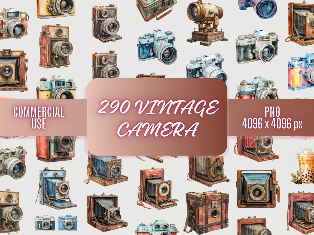 290 Watercolor Vintage Camera Clipart | PNG Files for Commercial Use - Etsy