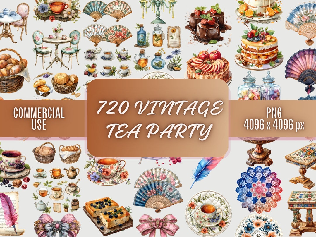 Watercolor Renaissance Tea Party Clipart | Vintage PNG Bundle ...