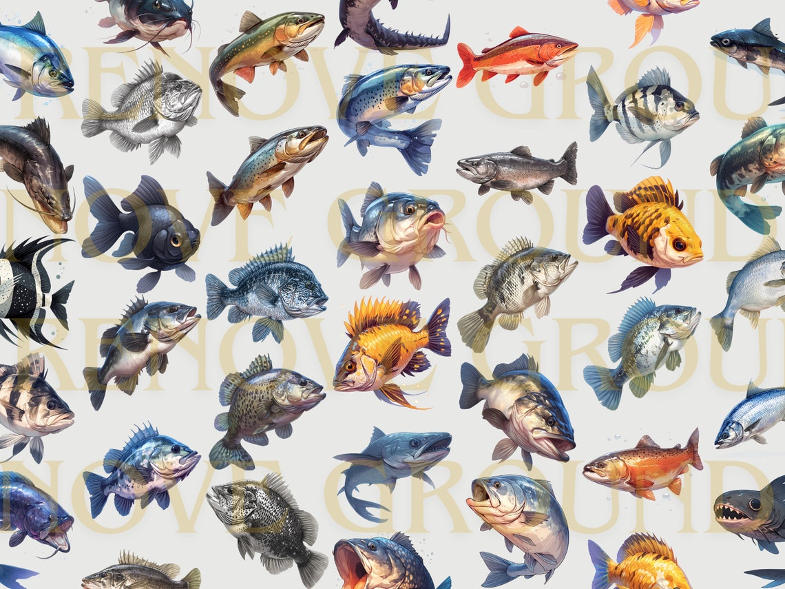 720 Freshwater Fish Species Clipart Bundle PNG Commercial Use Fishes ...