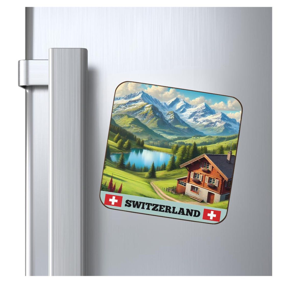 Switzerland Souvenir Magnet: Swiss Flag Design, Glossy MDF, 3x3" - Etsy