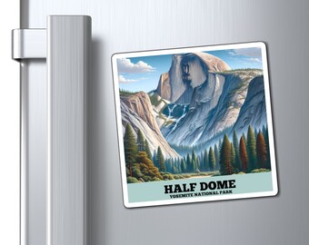 Yosemite National Park Wood Fridge Magnet Half Dome With Forest Laser ...