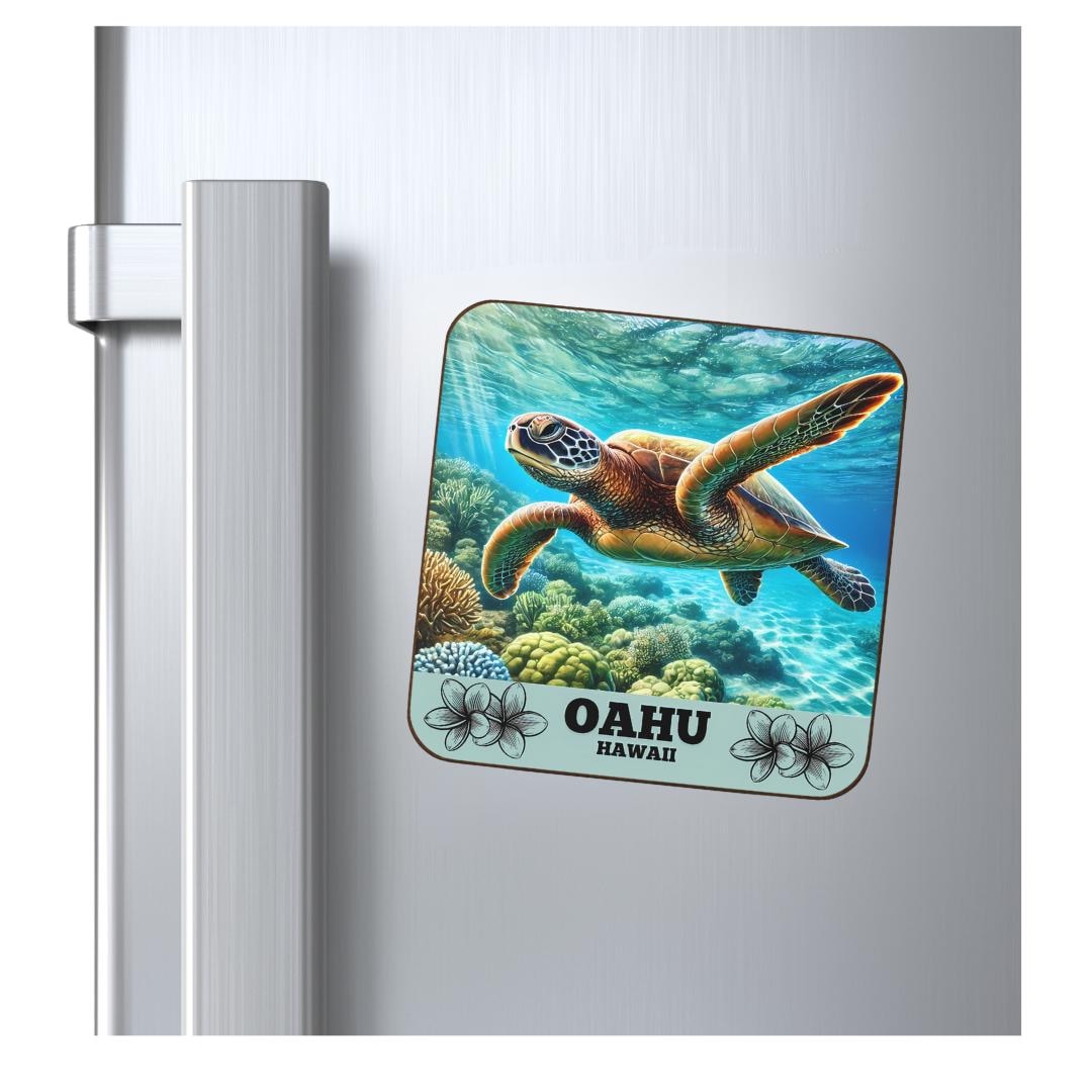 Oahu Magnet , Hawaii Turtle Magnet, 3x 3", Hawaii Magnet , Premium - Etsy