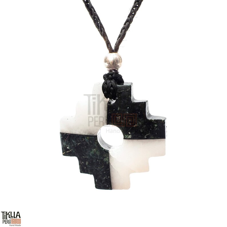 Two-tone Chakana Inca Cross Necklace, Angelite Semiprecious Stone - Etsy