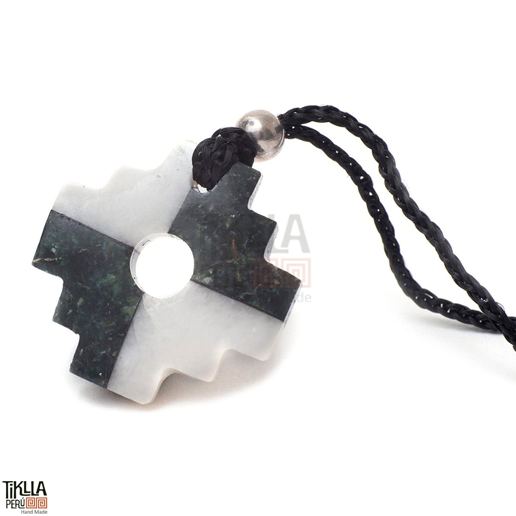 Dark and White Chakana Inca Cross Necklace, Peruvian Chakana Necklace ...