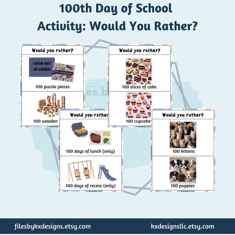 100th Day of School Activity: Would You Rather? - Digital Classroom ...