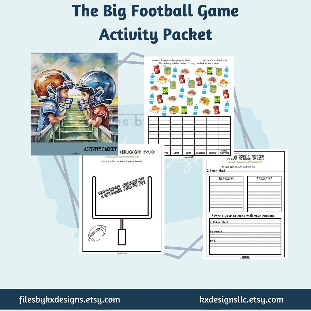 Activity Packet for the Big Football Game, Big Football Party ...
