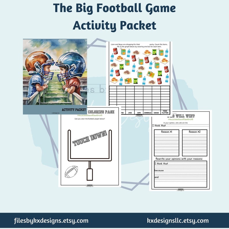 Activity Packet for the Big Football Game, Big Football Party ...
