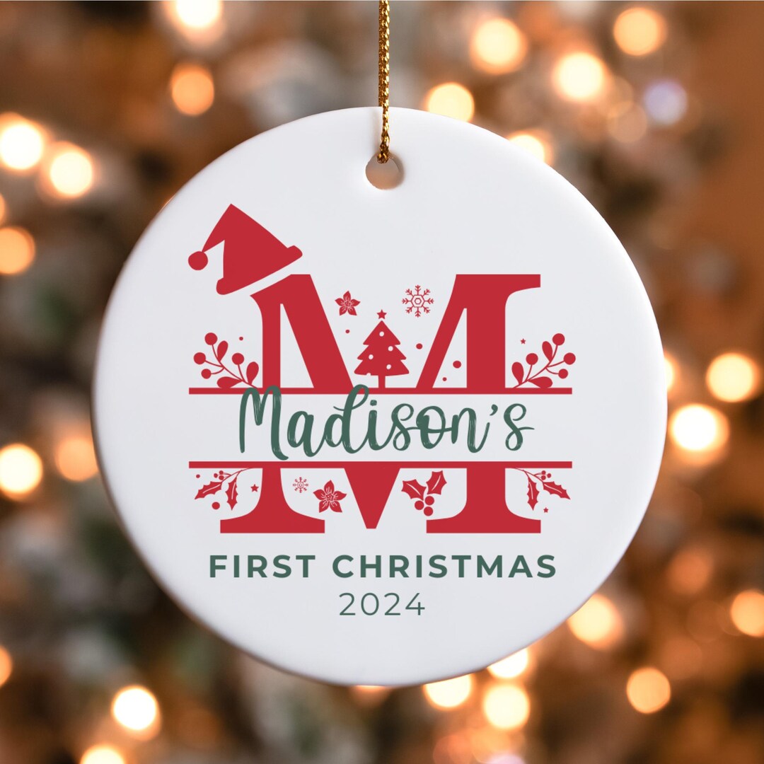 Personalized Baby's First Christmas Monogrammed Ornament, First ...