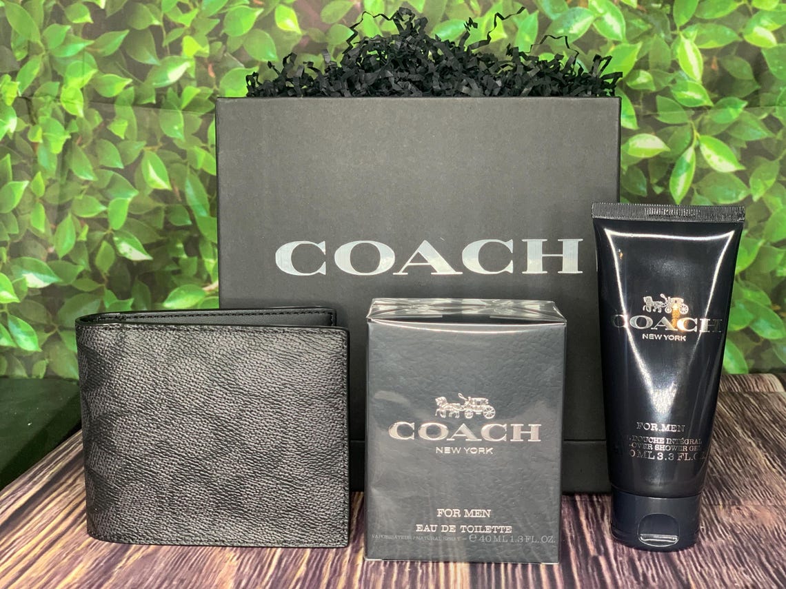 Coach Men Luxury Gift Set With Wallet | Cologne & Shower Gel | Ready to ...