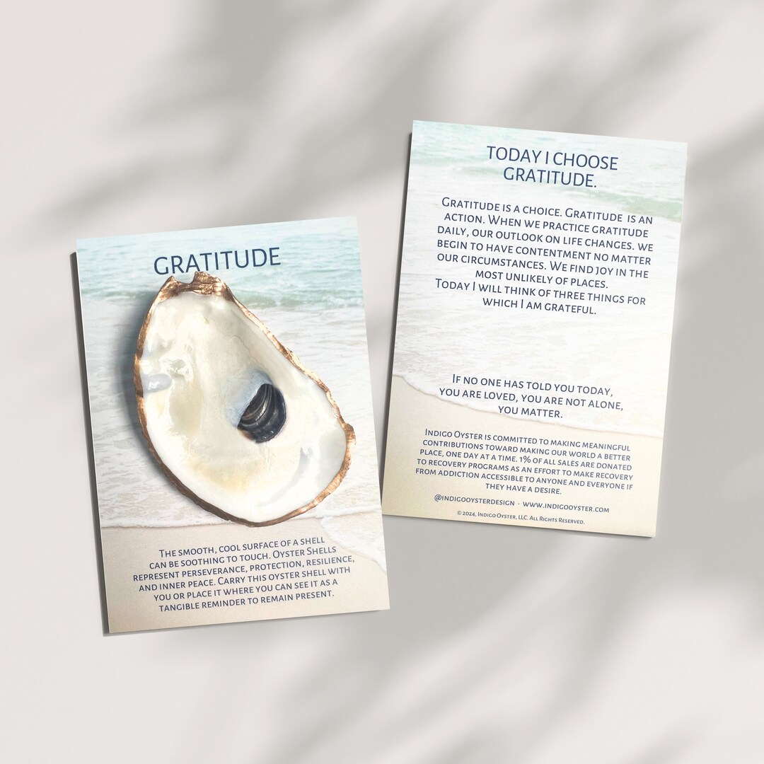 Gratitude Card, Prayer Rock, Shell, Serenity, Anxiety, Worry Stone ...