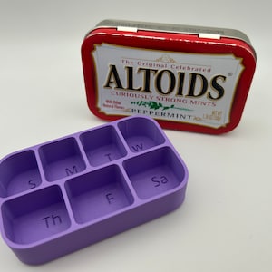 Altoid Tin Insert for Pills - Seven Days a Week Pill Holder, Divider ...