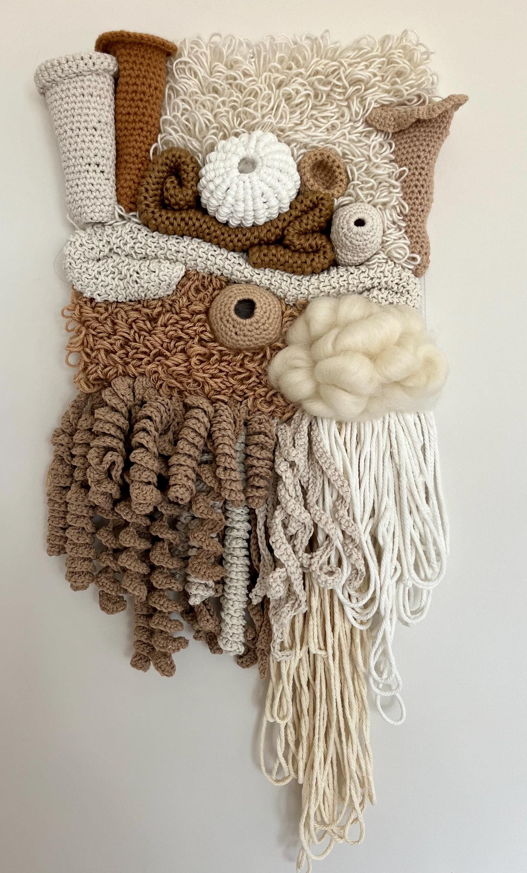 Neutral Fiber Art Wall Hanging, Textured Macrame Wall Decor, Minimalist ...