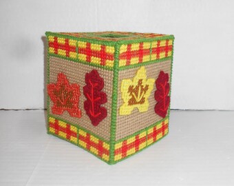 Plastic Canvas Autumn Falling Leaves Tissue Box Cover - Etsy