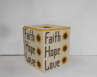Faith Hope Love With Pink Flowers Tissue Box Cover - Etsy