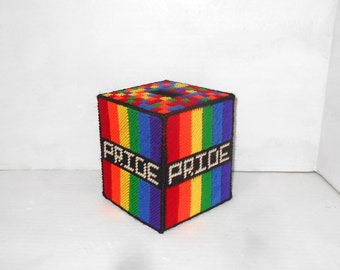 Pride Transgender Rainbow Flag LGBTQ Plastic Canvas Tissue Box Cover ...