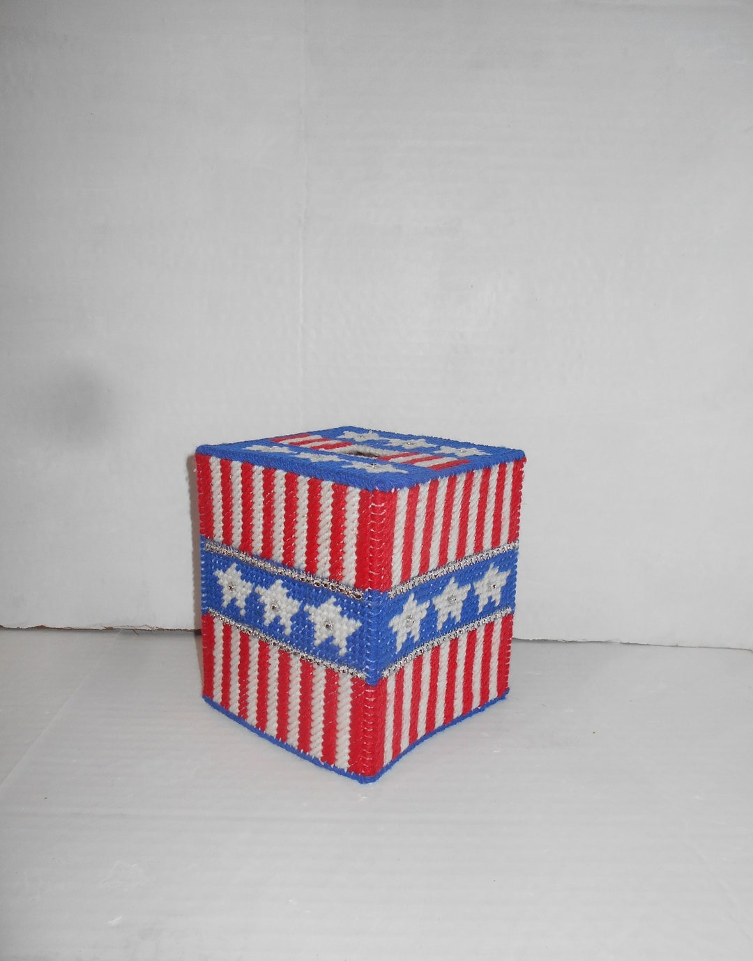 Patriotic Tissue Box With Stars - Etsy