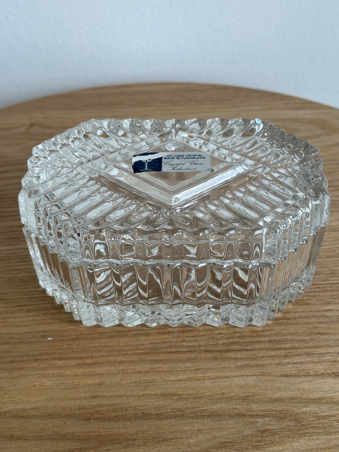 Small Crystal Box With Lid and Diamond Pattern - Etsy
