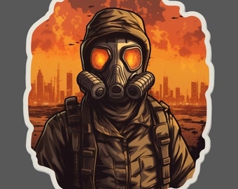 Die Cut Stickers: Orange and Black Gas Mask Sticker - Etsy
