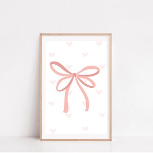 Cute Coquette Bow Printable Wall Art | Flirty Pink Hearts Decor ...