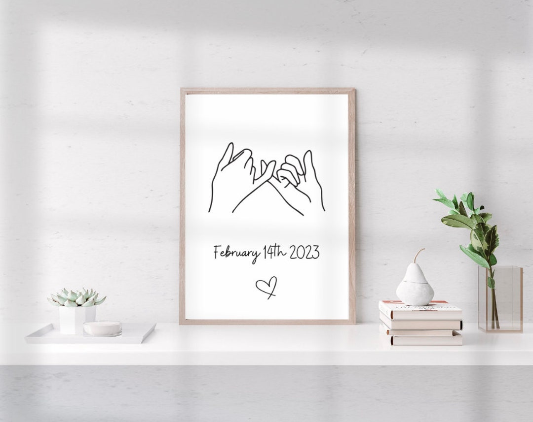 Pinky Promise Line Art | Minimalist Digital Wall Art | Perfect Gift for ...