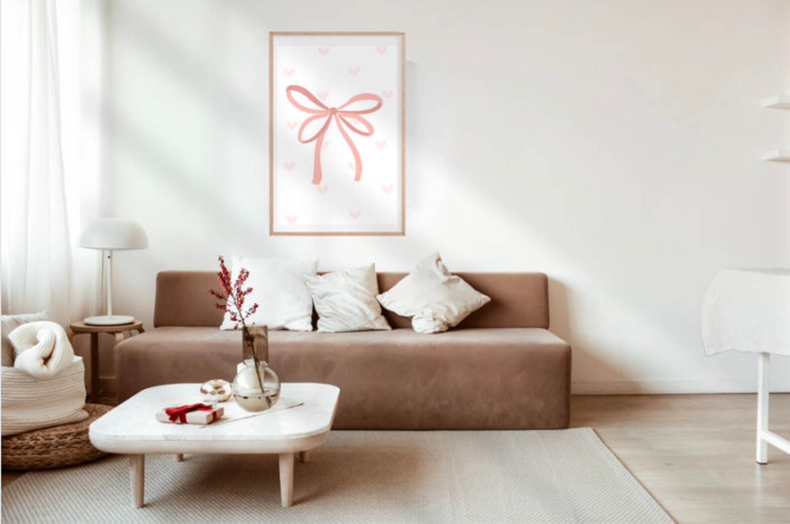 Cute Coquette Bow Printable Wall Art | Flirty Pink Hearts Decor ...