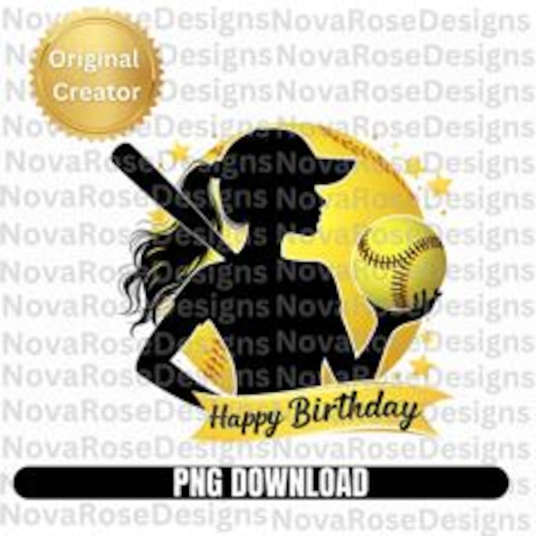 Softball Happy Birthday Png, Softball Png, Bday Sport Png, Shirt ...