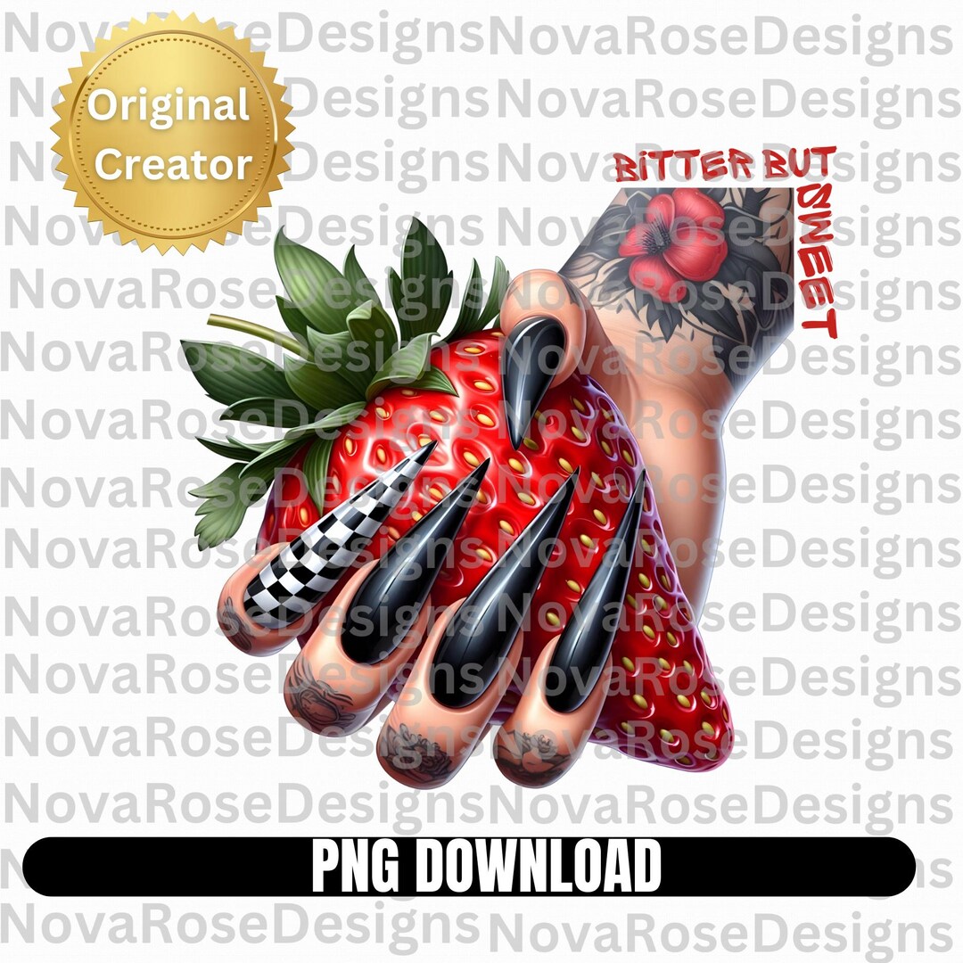 Juicy Strawberry Tattoos Png, Yummy Fruit Png, Goth Girl Png, Shirt ...