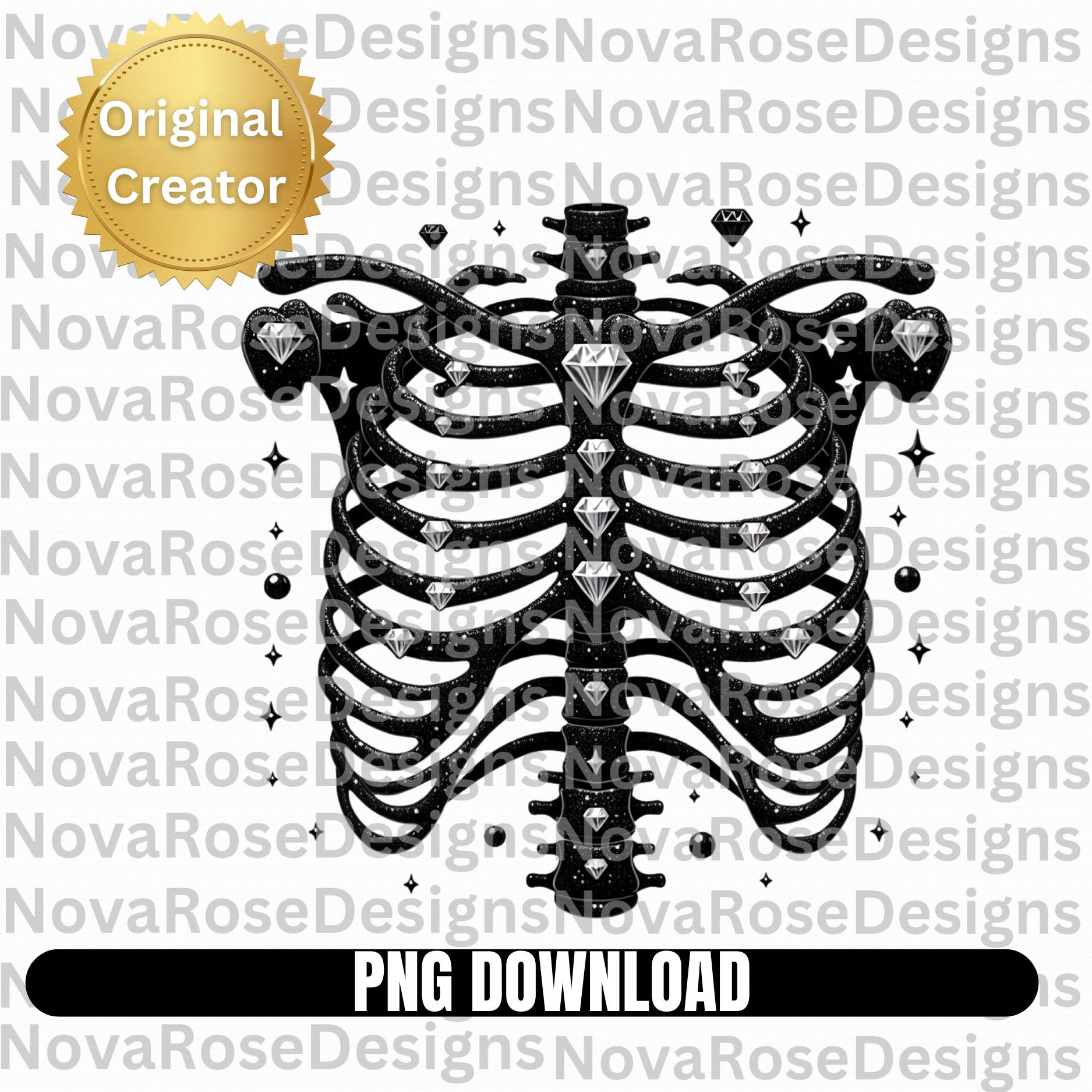 Diamond Black Rib Cage Png, Black Ribs Png, Diamond’s Png, Shirt ...